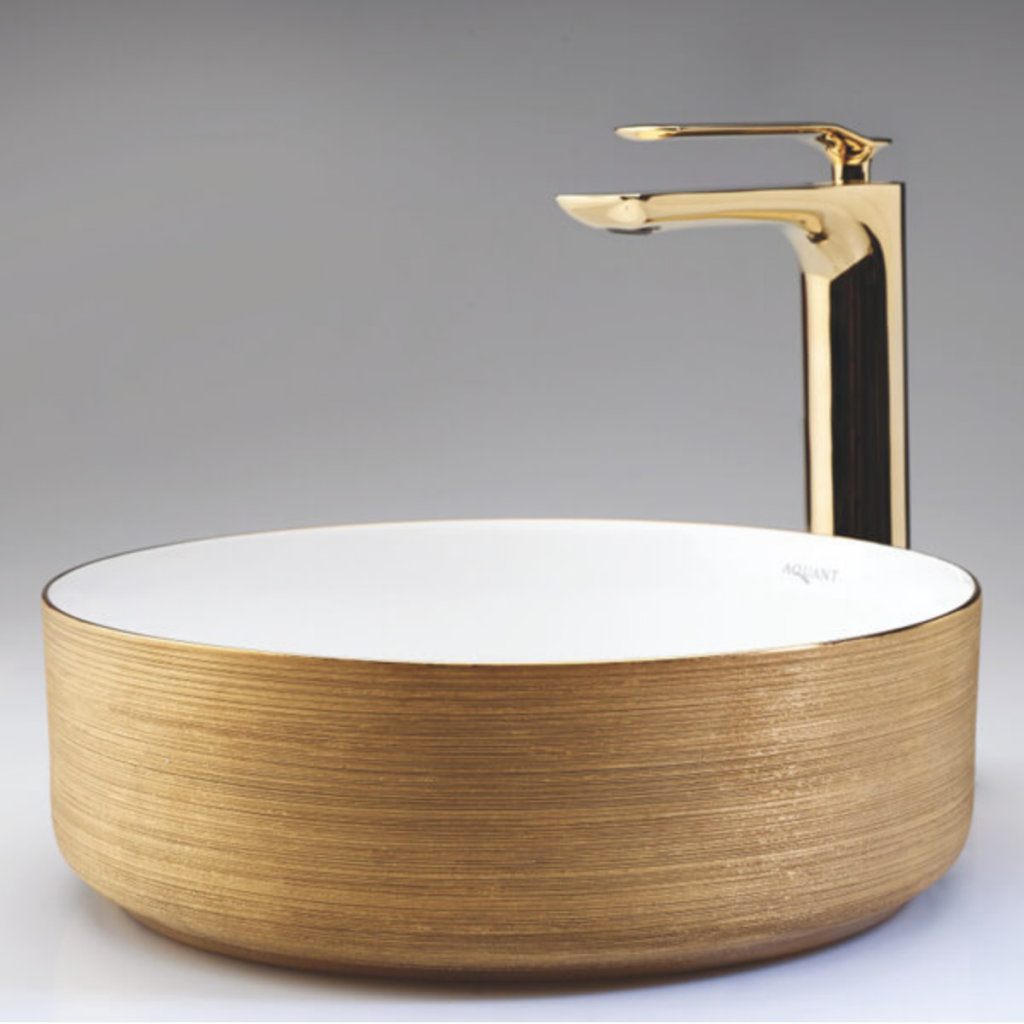 Gold Ceramic Round Wash Basin 7073 - Meraki Ceramics